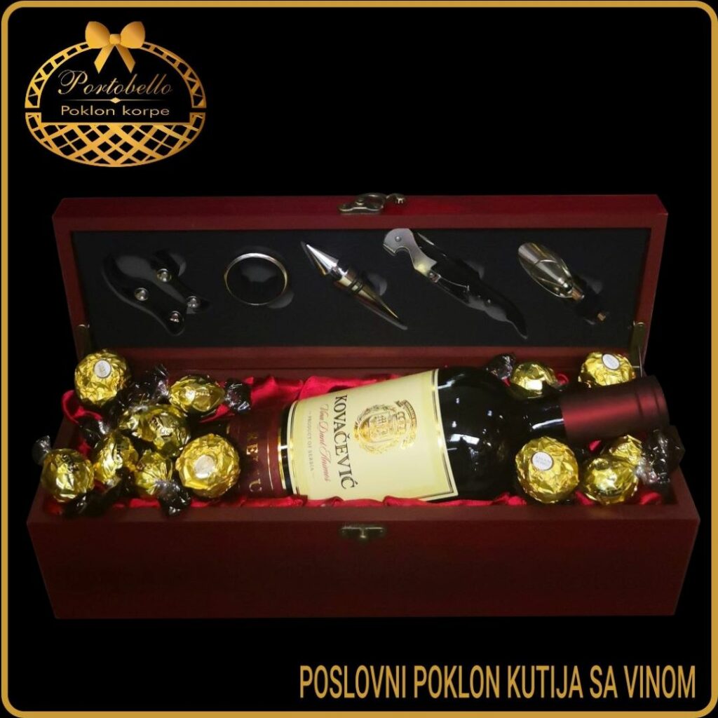 Poklon kutija sa vinom - Poklon korpe Beograd Portobello